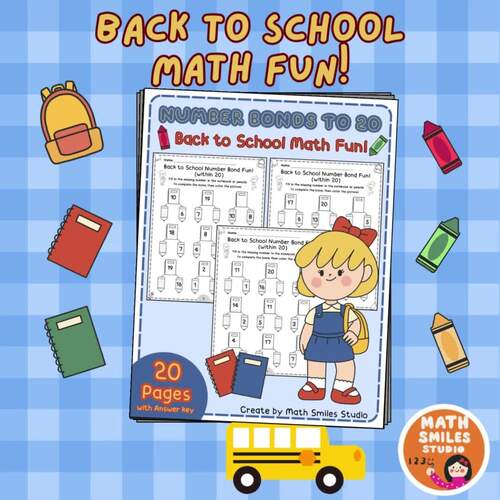 Back to School Number Bonds to 20 | Solve & Color! 1st&2nd Grade Math ...