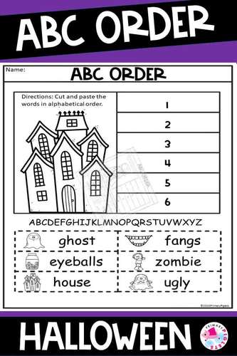 Halloween ABC Order | Alphabetical Order Worksheets October by Primary ...