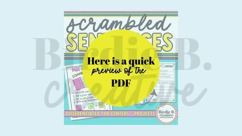 Scrambled Sentences | Sentence Building Differentiated Writing Centers ...