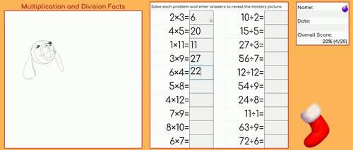 Christmas Multiplication and Division Facts Mystery Picture Pixel Art ...