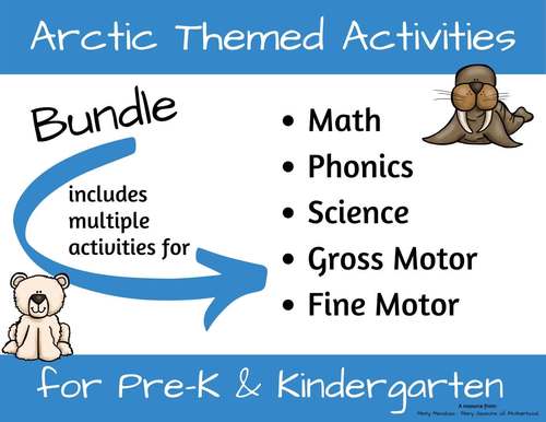 Arctic Animals Activities BUNDLE - Math, Phonics, Science, Fine/Gross Motor