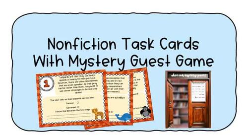 Nonfiction Reading Task Cards Grade 5 Game | Mystery Guest | TPT