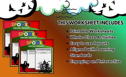 Spooky Writing Prompt–October-themed narrative & opinion writing worksheets
