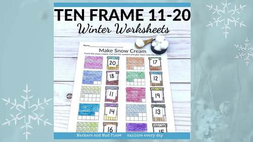 Winter Ten Frame Counting and Subitizing 11-20 Worksheets | TPT