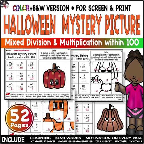 1 Step Mixed Division & Multiplication within 100 | Halloween Mystery ...
