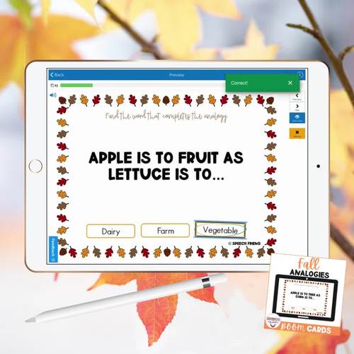 Fall Analogies Boom Cards by Speech Friend | TPT