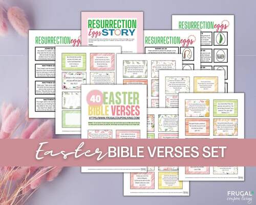 Easter Story Lent Activity for Kids, 40 Easter Bible Verses Cards Printable