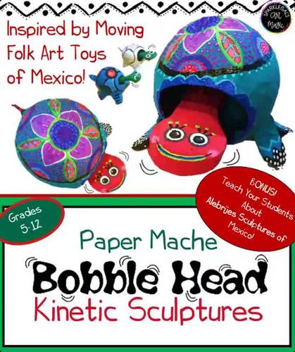 3-D Art Paper Mache Bobble Head Kinetic Sculptures! Folk Art Style of ...