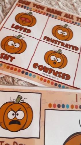 Pumpkin Feelings Mats | Fall Activities Preschool SEL | Feelings Centers