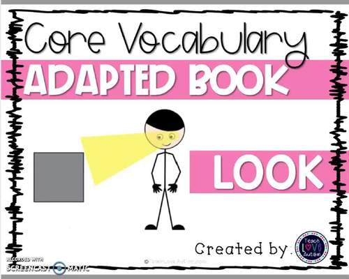 Core Vocabulary Adapted Book: LOOK by Teach Love Autism | TPT