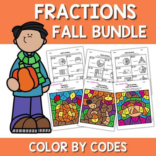 Fall Fractions Color by Number Worksheet Bundle | Autumn Math Center ...