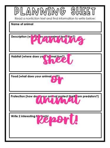Animal Research Project 2nd 3rd 4th Grade Science No Prep Sub Plans NGSS