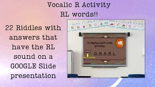 Vocalic R Activities RL words- (Level 5) BOOM cards and Google Slide Duo