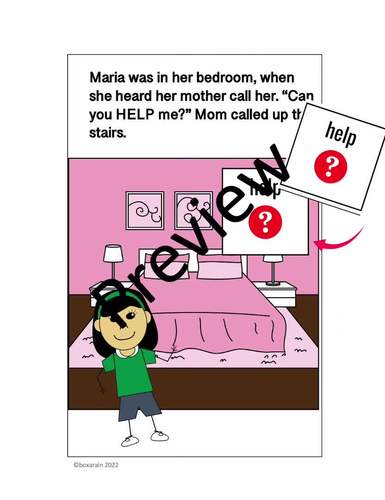 AAC Core Word Story Book Using the Word Help by Boxarain | TPT