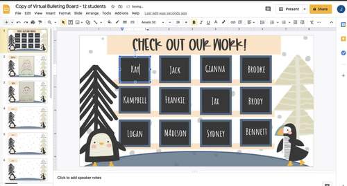 Winter Virtual Bulletin Board Template - GOOGLE Slides by Bright and ...