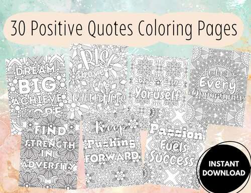 30 Positive Quotes Coloring Pages,Motivational Quote Printables, Growth ...