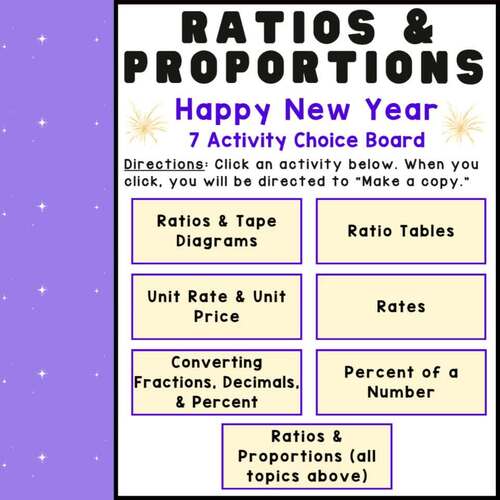 6th 7th Grade ⭐ Ratios & Proportions ⭐ NEW YEARS Digital Activity ...
