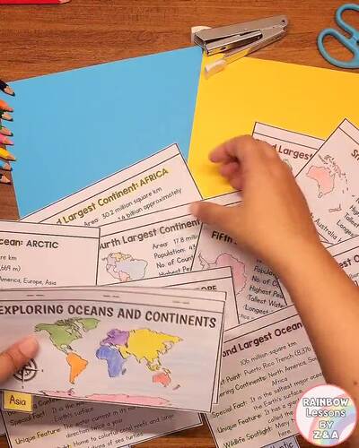 Oceans and Continents Flipbook | Ocean and Continent Quiz | Continents Map