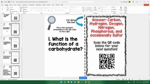 Biomolecules (Macromolecules) QR Code Scavenger Hunt Activity by Mrs V ...
