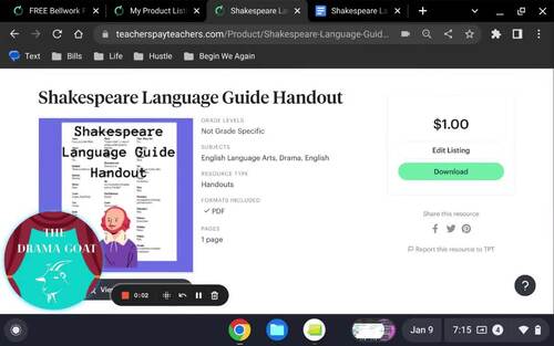 Shakespeare Language Guide Handout by The Drama GOAT | TPT