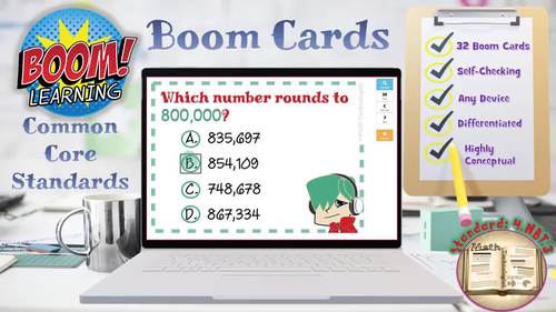 Round Multi-digit Whole Numbers (4.NBT.3): Boom Cards by Math Technologist