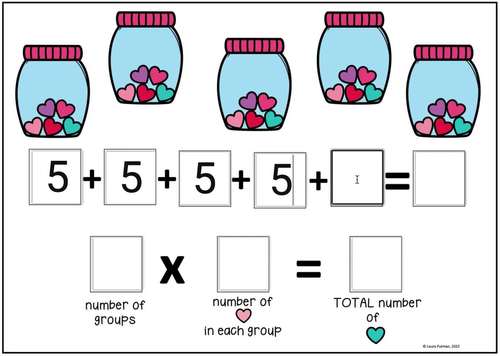 Valentines Day Multiplication with Repeated Addition Digital Math Boom ...