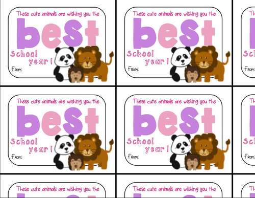 Animal Crackers Beginning of Year Gift Tag-These cute animals are ...