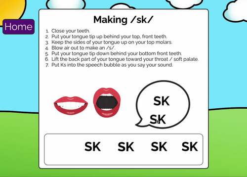 S blend articulation boom cards sk cluster reduction minimal pair sentences
