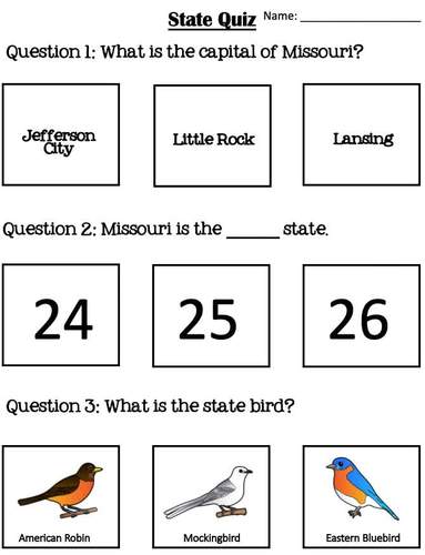 Missouri Quiz and Pre/Post Assessment, 50 States Special Education
