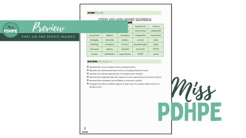 SLR Stage 6 - First Aid and Sport Injuries Booklet by Miss PDHPE