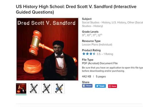 US History High School: Dred Scott V. Sandford (Interactive Guided ...