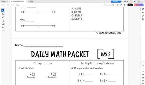 Math Daily Warm Up 3rd - 5th Grade, Review, Weekly STAAR,Spiral Practice