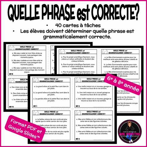 French Task Cards - Quelle phrase est correct? - Cartes à tâches 3