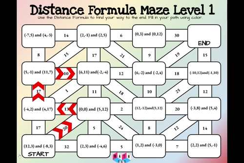 Distance Formula Digital Maze by MATH 365 | TPT