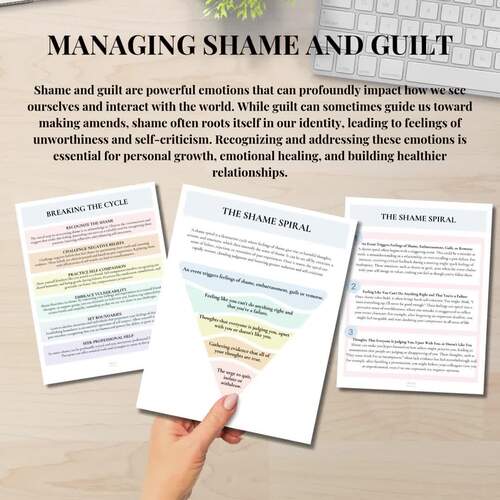 The Shame Spiral Therapy Workbook Self-Care Journal, Therapy Worksheets