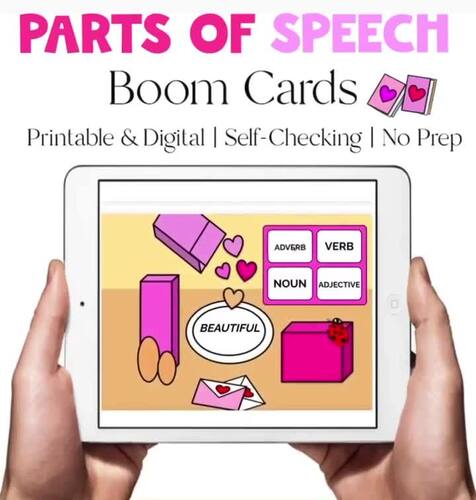 February Parts Of Speech Boom Cards | Valentine's Day Digital Task Cards