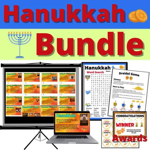 Hanukkah Bundle Activities Resources Slideshow Dreidel Games Vocabulary ...