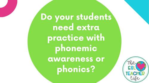 ESL Kindergarten First Grade Phonics CVC Task Cards by The ESL Teacher Life