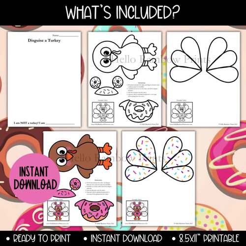 Donut Sprinkle Turkey Disguise Craft Kit, Thanksgiving Doughnut ...