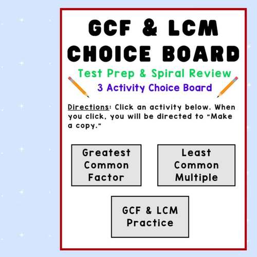 GCF & LCM Spiral Review Test Prep Math Mystery Digital Activity CHOICE ...