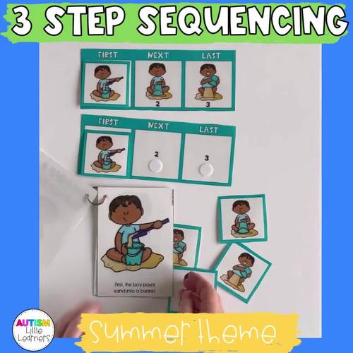 3 Step Sequencing Pictures - Summer Theme by Autism Little Learners