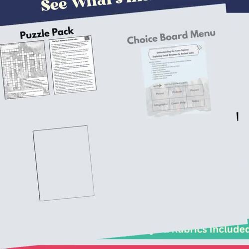 HSS 6.5.4 Bundle: Caste System- Ancient India Puzzles, Trivia Game ...