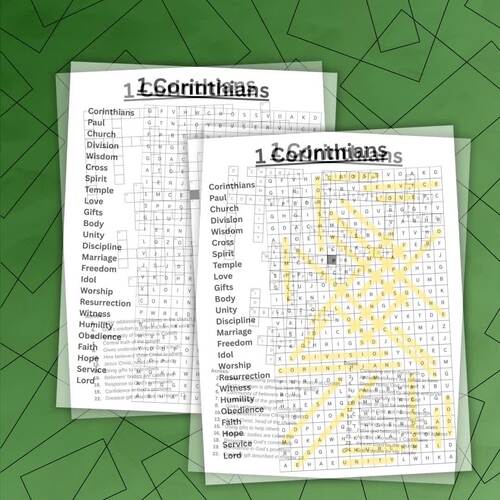 1 Corinthians Bible Activities Word Search Crossword Word Jumble Printables