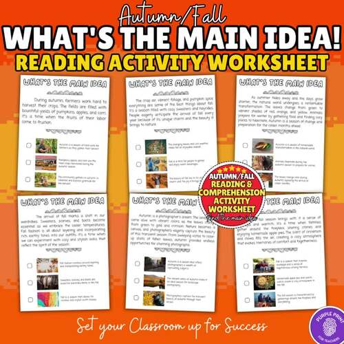 Autumn/Fall 'What is the main idea?' Reading & Comprehension Activity ...