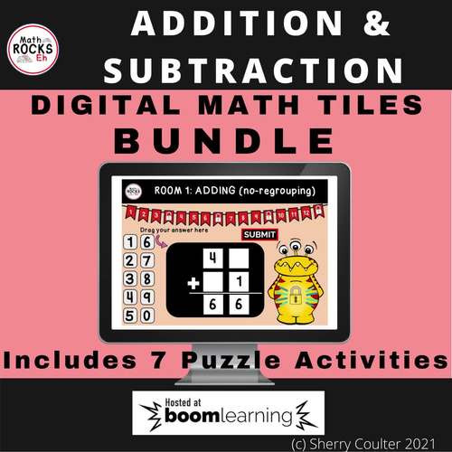 Adding and Subtracting Math Puzzles Digital Boom Cards™ Bundle Math ...