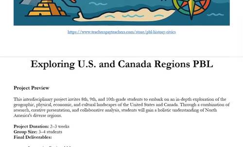 Exploring U.S. and Canada Regions Project by PBL History & Civics