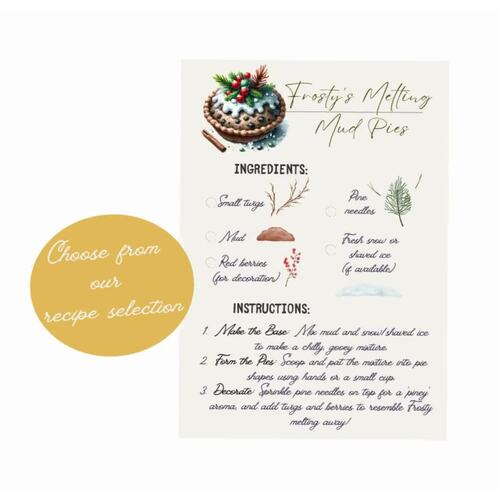 Christmas-Themed Printable Mud Kitchen Recipe Cards for Creative Nature ...