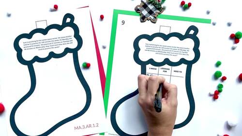 3rd Grade Winter Florida BEST Math Word Problems Christmas Craft 3.AR.1.2