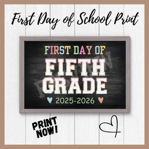 First Day of Fifth Grade Varsity Printable Black Sign - 1st Day of ...