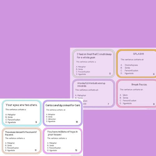 Figurative Language Comprehension Task Cards - Guided Reading ...